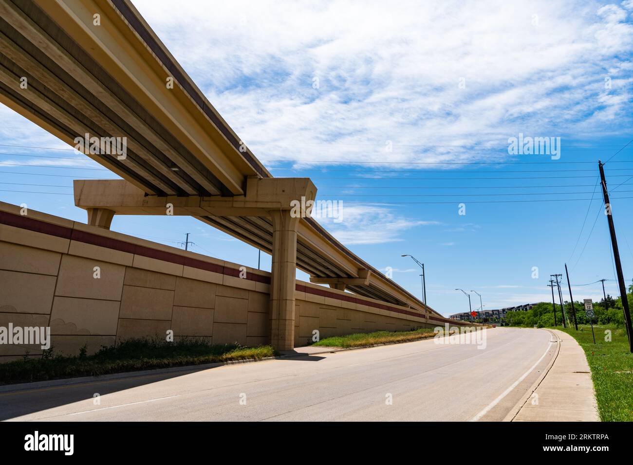 bridge overpass on highway. structural overpass in perspective ...