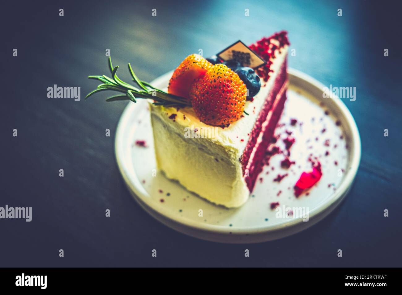 slice of Red velvet cake sweet dessert delicious strawbury and ...