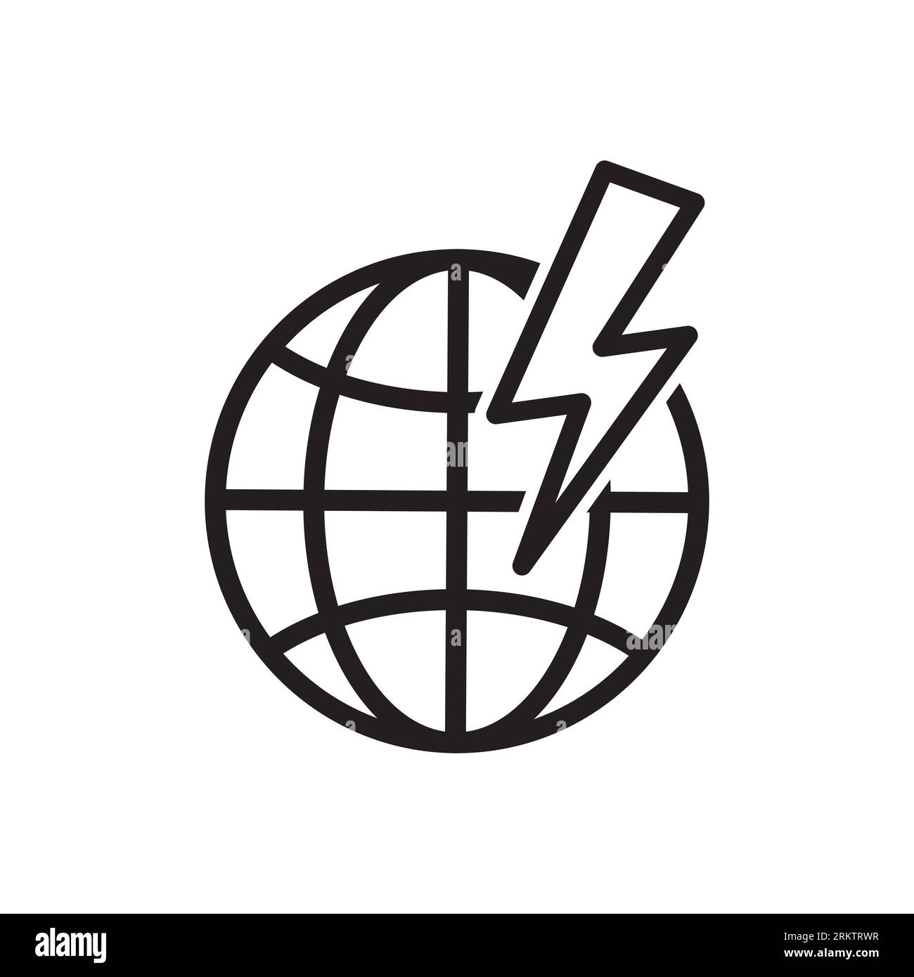 Global energy crisis vector icon. Earth and lightning icon on white ...