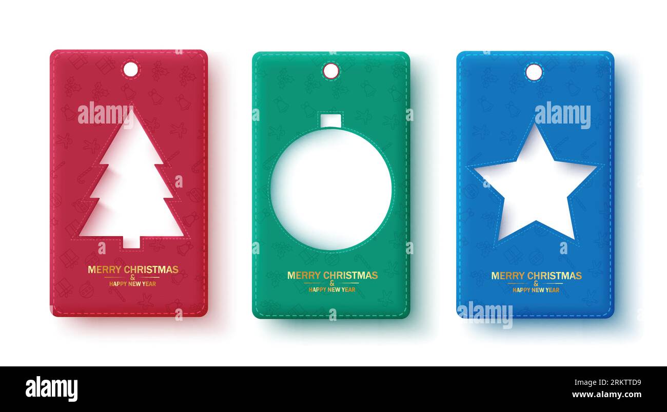 Christmas tags vector set design. Merry christmas and happy new year ...