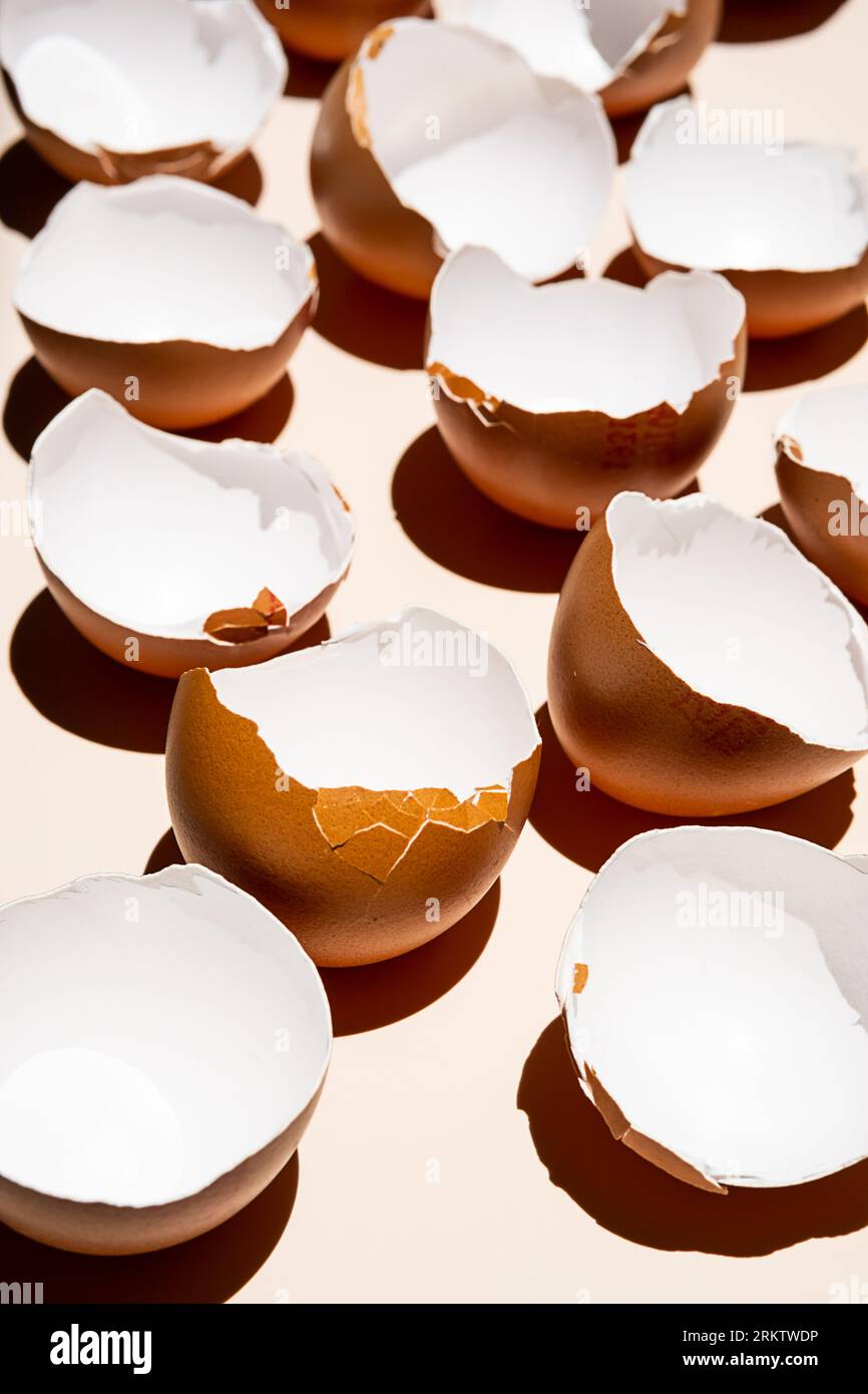 Cracked egg shell layout. Eco friendly concepts Stock Photo - Alamy