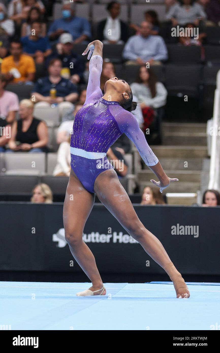 August 25, 2023: Zoe Miller of WCC performs her floor routine during ...