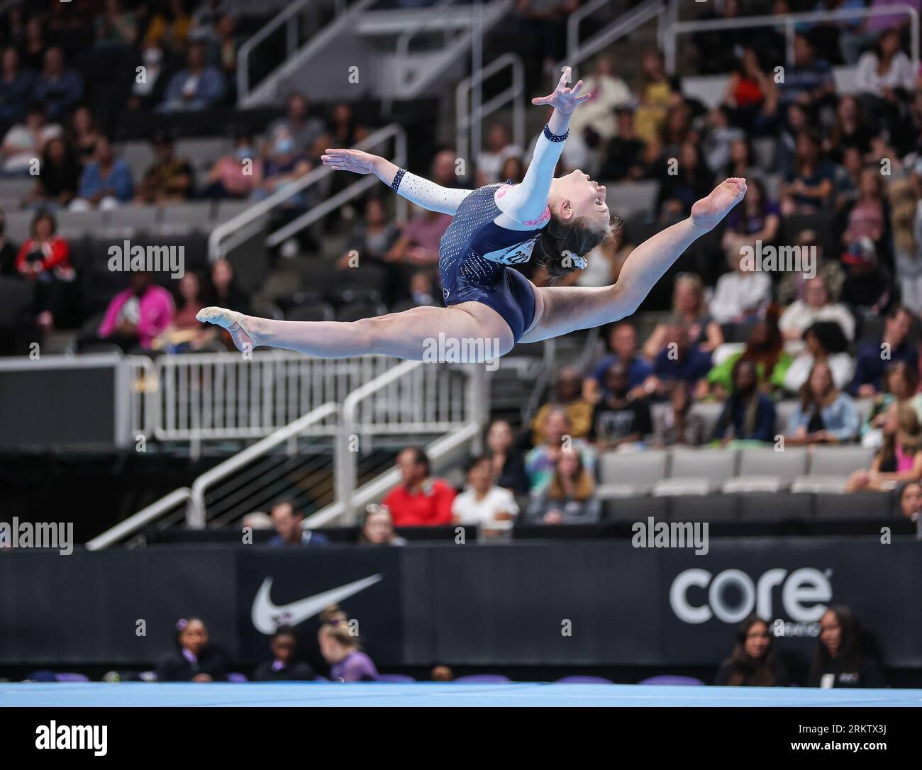 August 25, 2023: Ashlee Sullivan of WOGA competes on the floor exercise ...