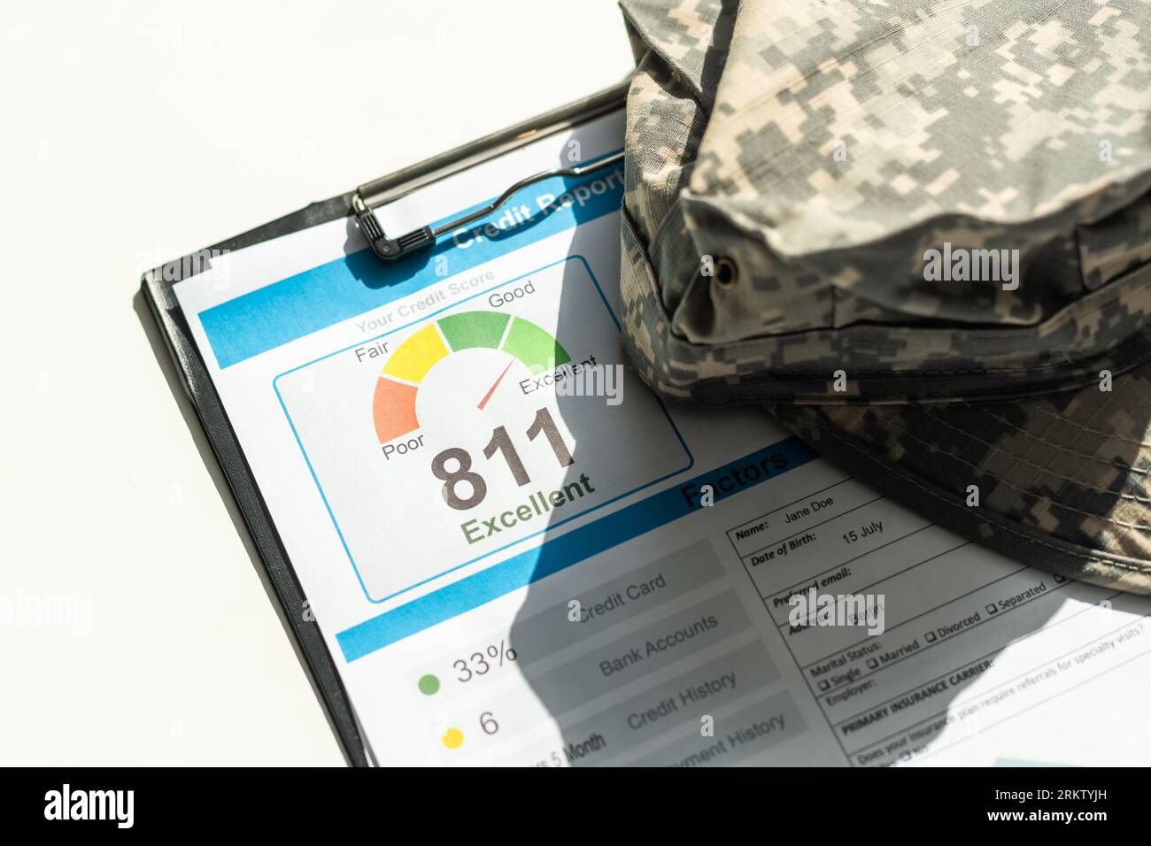 Credit report with score on a desk Stock Photo - Alamy