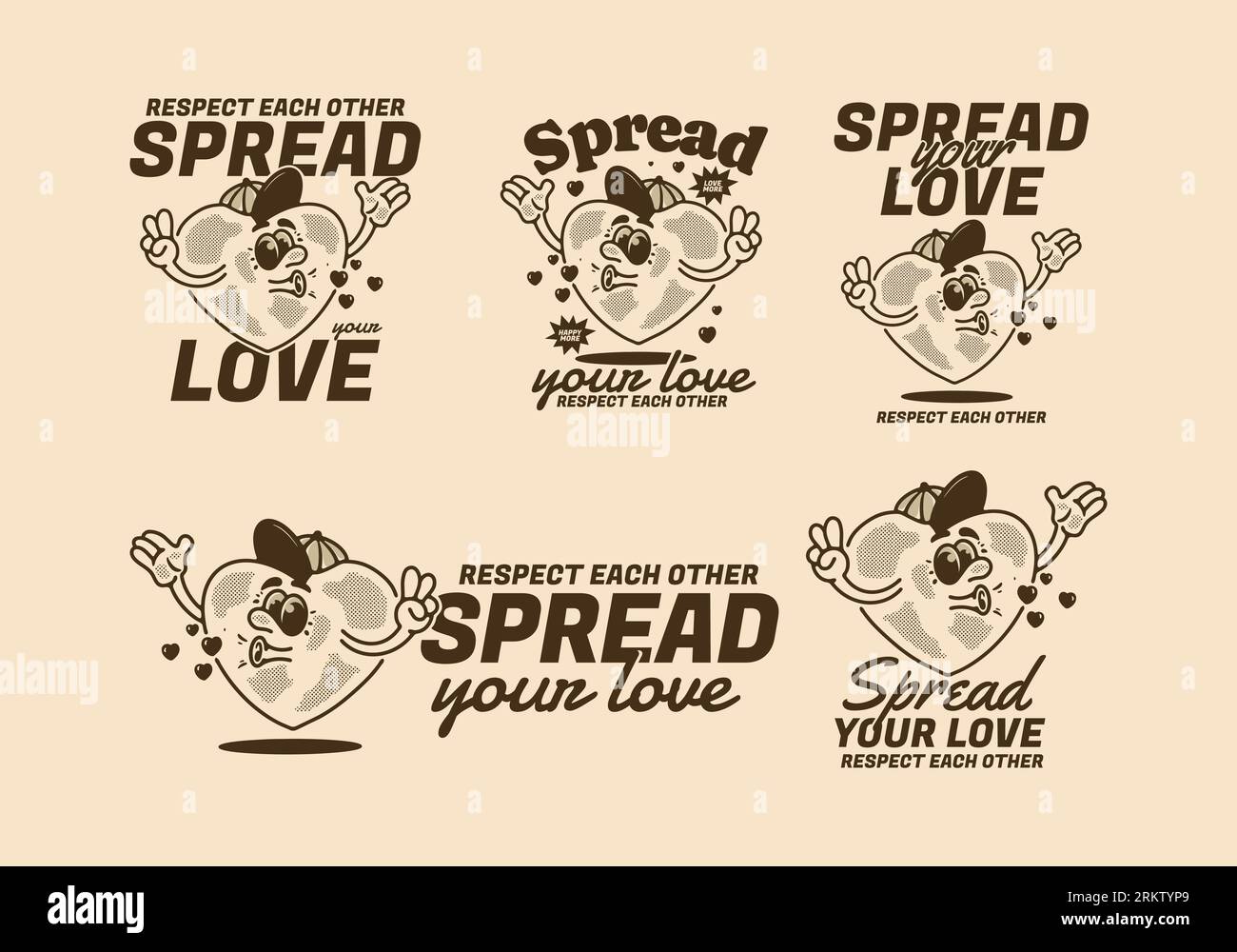 Spread your love, Heart mascot character illustration, design in ...