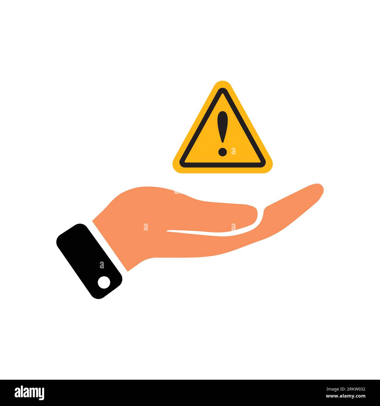 Exclamation sign on the palm vector icon Stock Vector Image & Art - Alamy