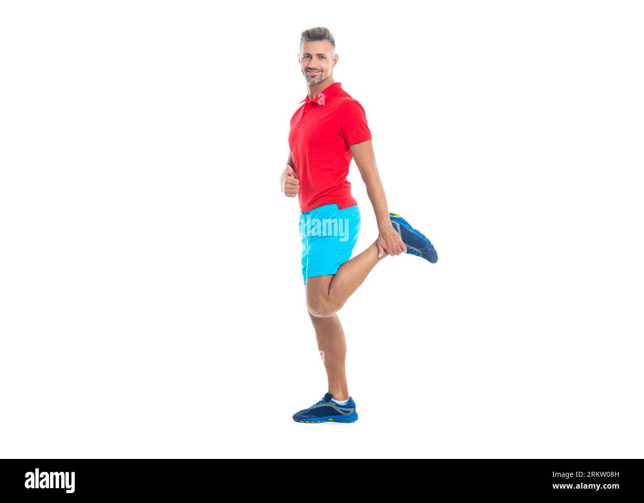 athlete stretching to improve flexibility. athlete stretching his ...