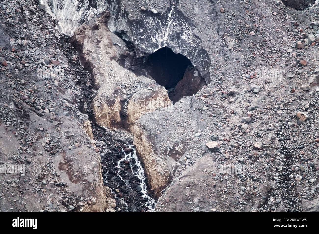 Glaciology. Buried glacier (glacier, reserved by a powerful moraine ...
