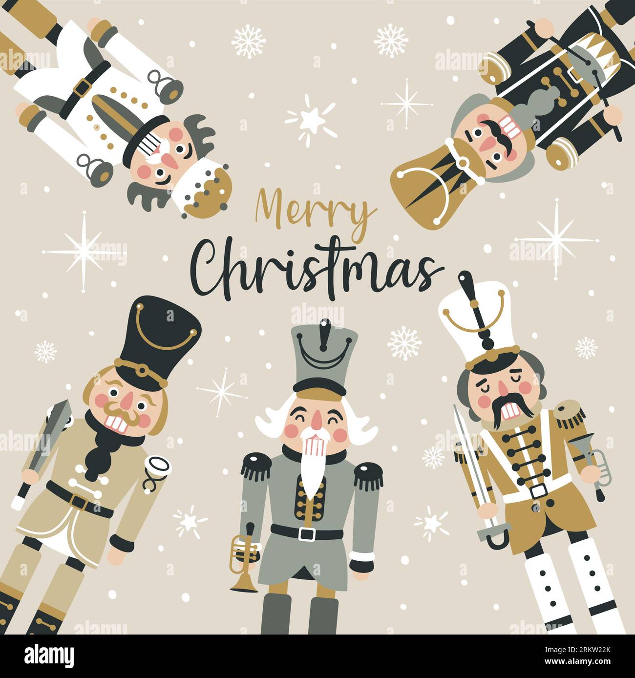 Christmas Nutcrackers Vector Illustration on Light Background. Postcard Stock Vector Image & Art ...