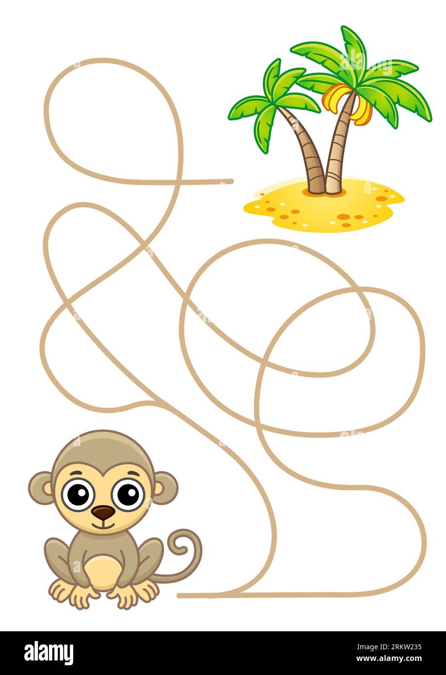Maze game for children. Help a monkey to find a correct way Stock ...