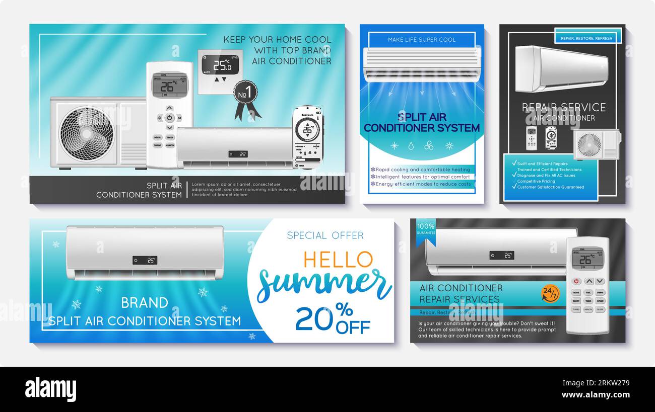 Set of vertical and horizontal advertising split system and air ...