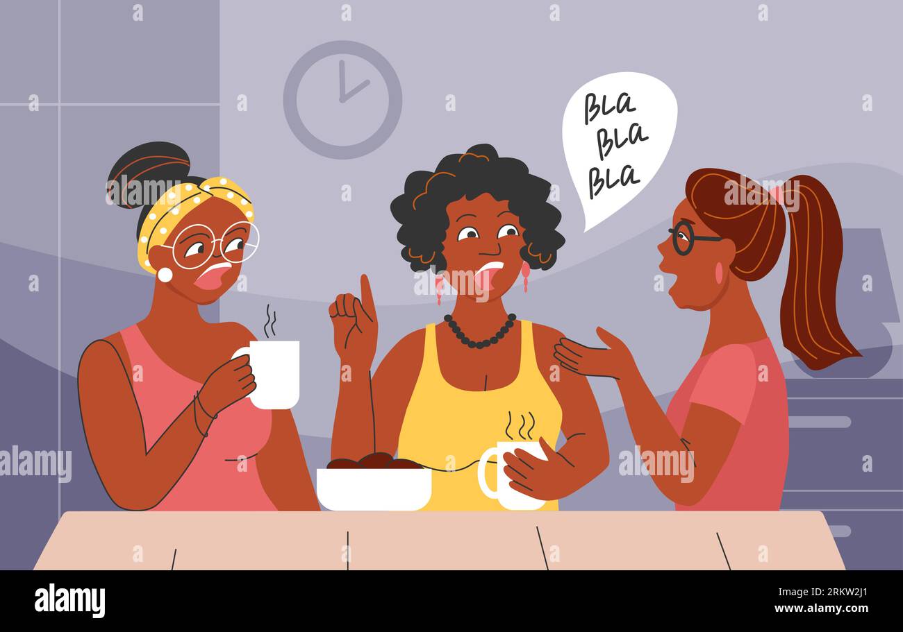 Bla meme background with gossiping symbols flat vector illustration ...