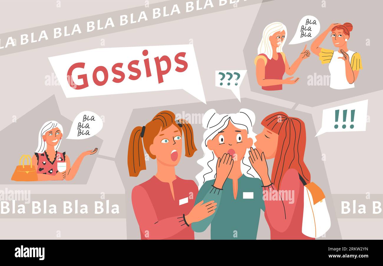 Bla meme collage with gossiping friends symbols flat vector ...