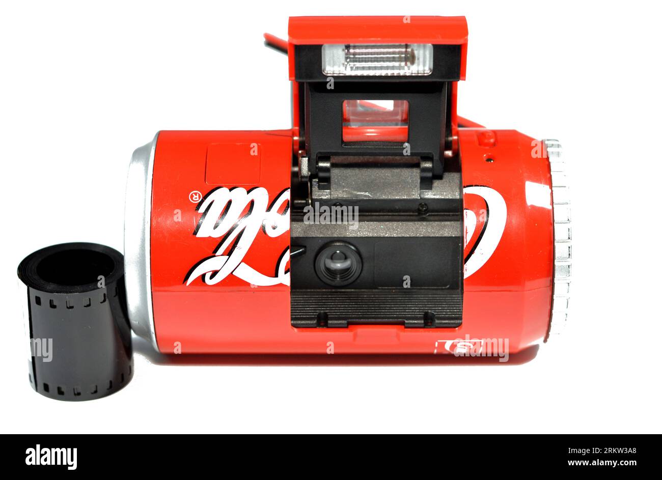 Giza, Egypt, August 19 2023: Coca-Cola reusable film camera, build in ...