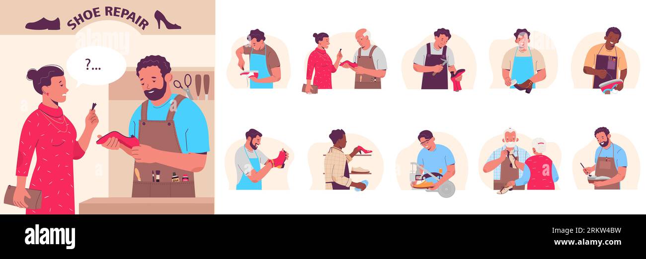 Shoe repair flat composition set with customers work tools repair men ...