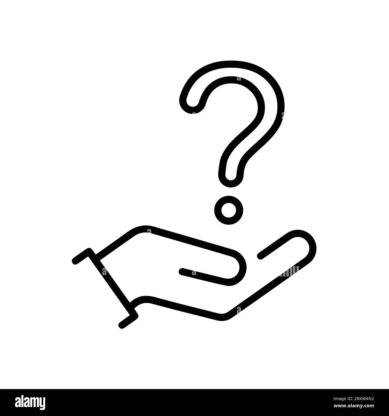 holding hand question mark icon, faq support, puzzled or uncertainty ...
