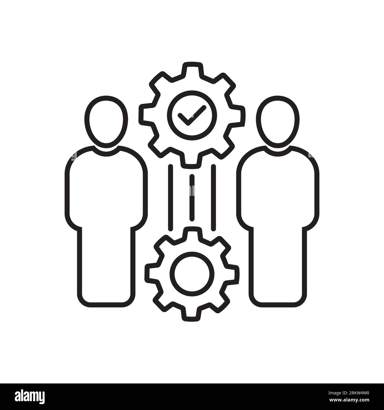team interaction and management icon with workers Stock Vector Image ...
