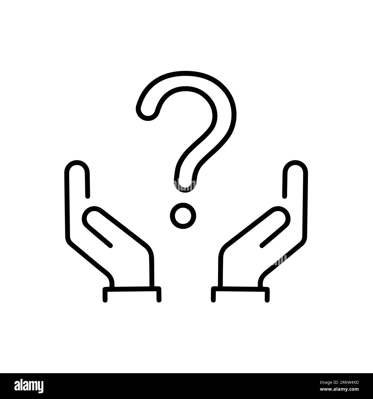 holding hand question mark icon, faq support, puzzled or uncertainty ...