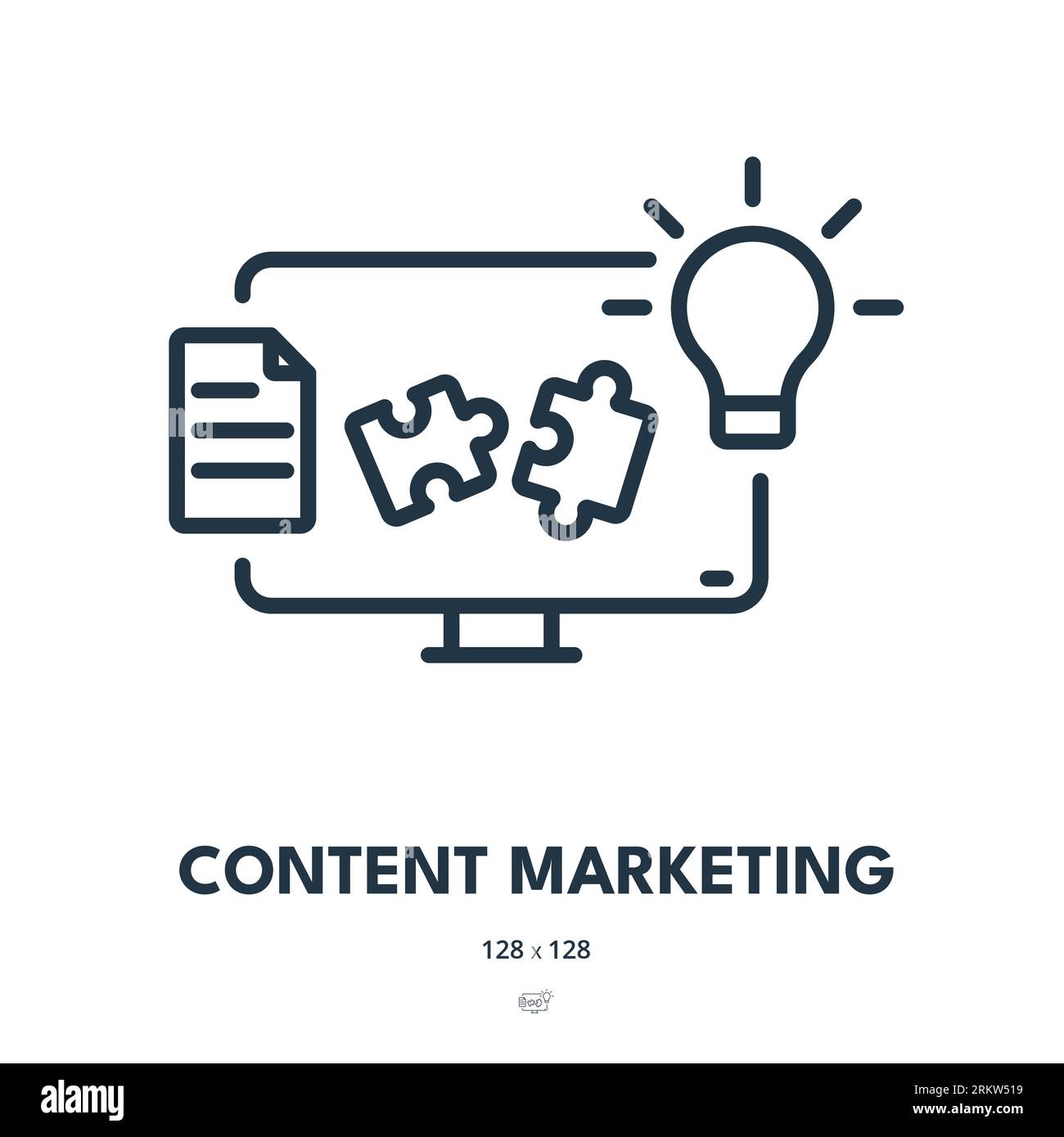 Content Marketing Icon. Copywriting, Blog, Content. Editable Stroke ...