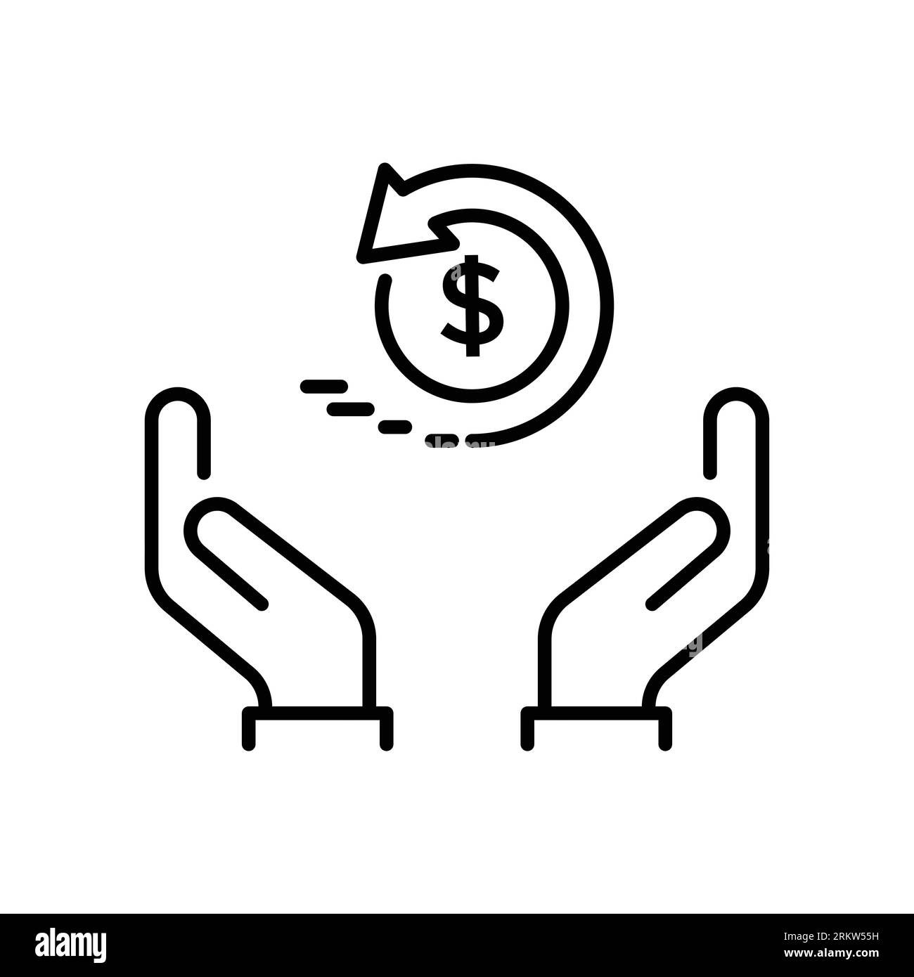 cash back icon, return money, cash back rebate, thin line web symbol on ...