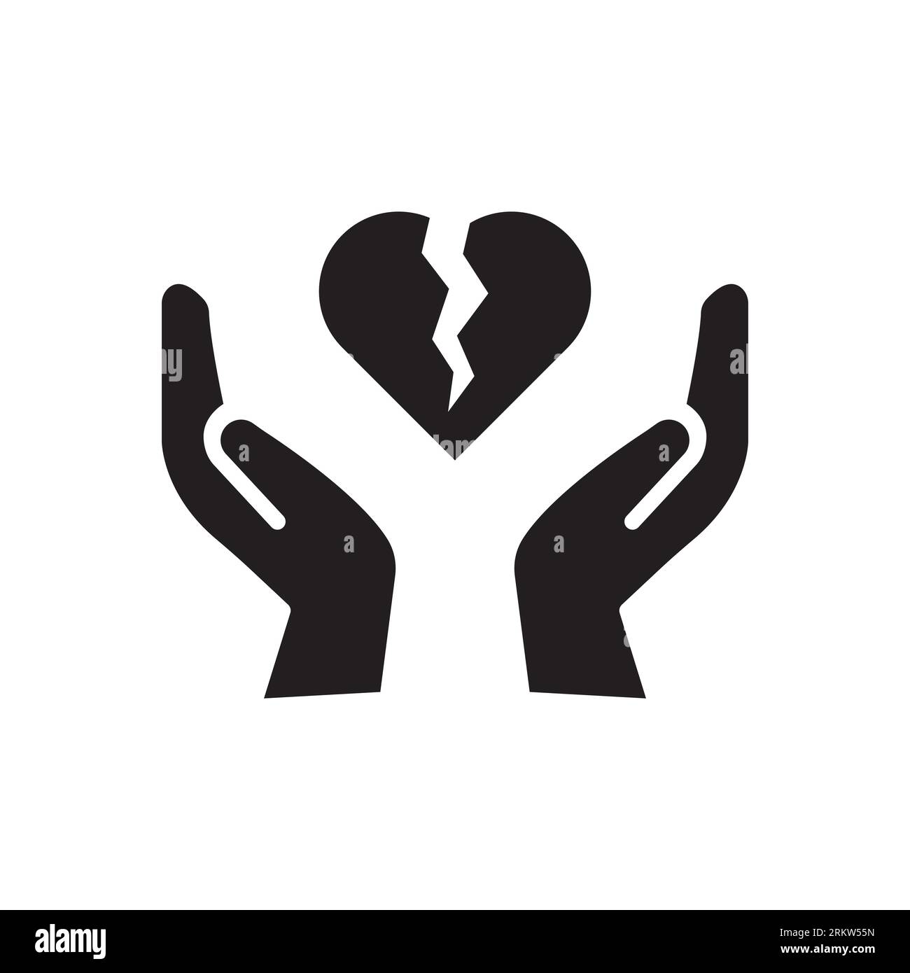 Broken heart icon. Vector icon isolated on white background Stock ...