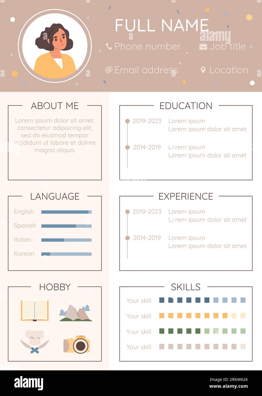 Resume cv job flat infographic composition with example of job ...
