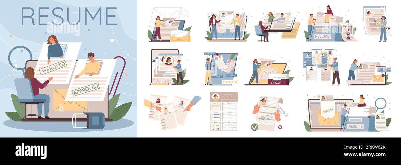 Resume cv job flat composition with human profiles on sheets and ...