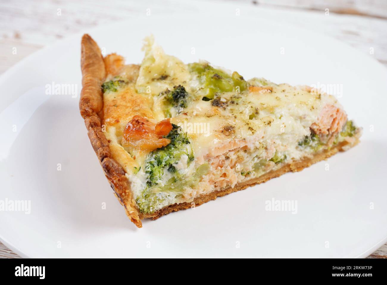 A piece of French quiche Lorraine. Fish tart. Piece of Fish pie Stock ...