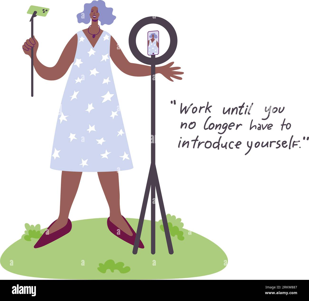 Trendy blogger woman at work vector illustration Stock Vector Image ...