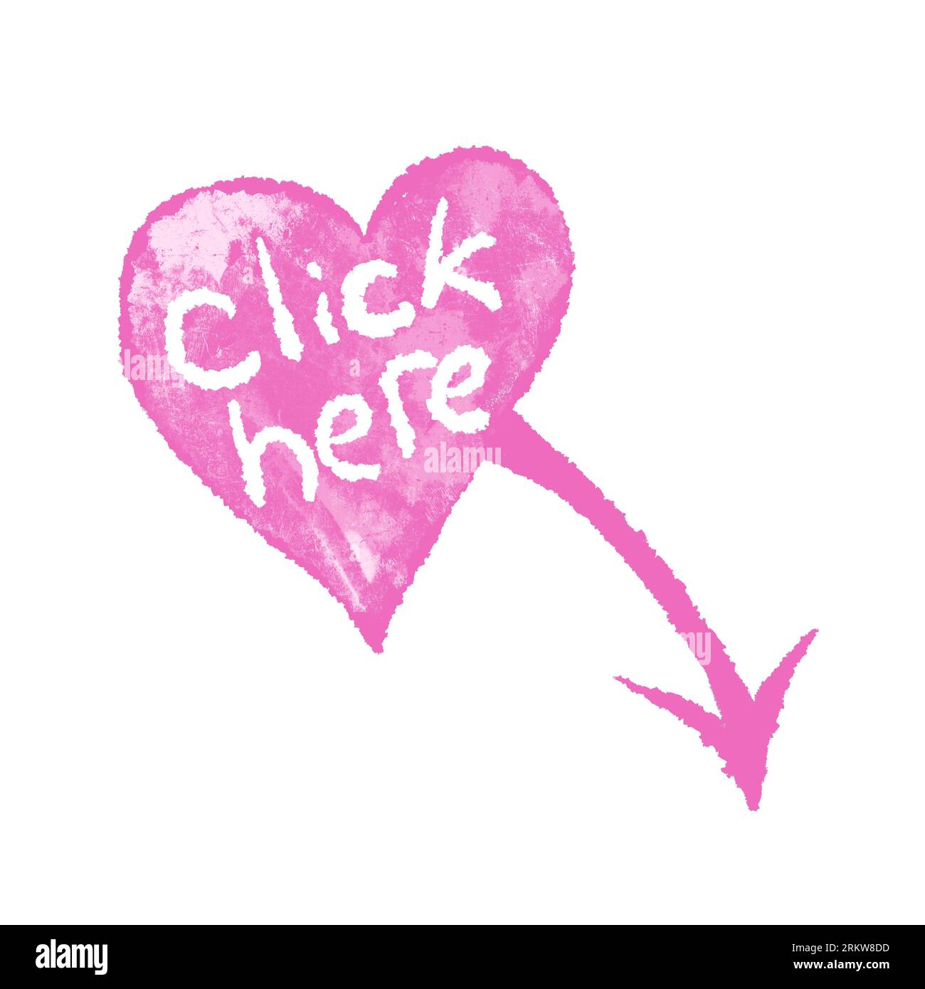 Hand drawn illustration of click here your like pink heart shape ...