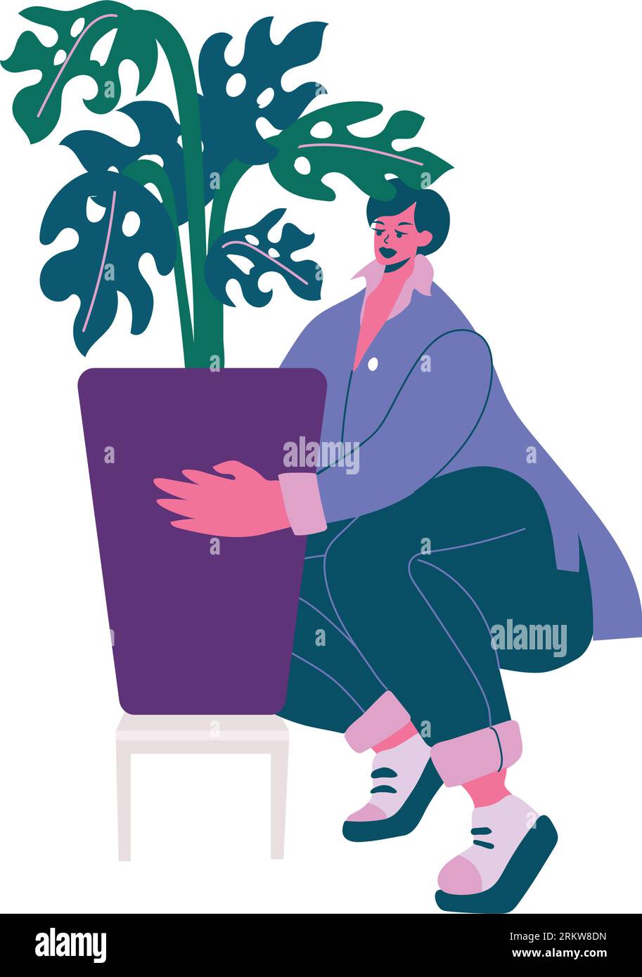 Woman jungle home plant Stock Vector Images - Alamy