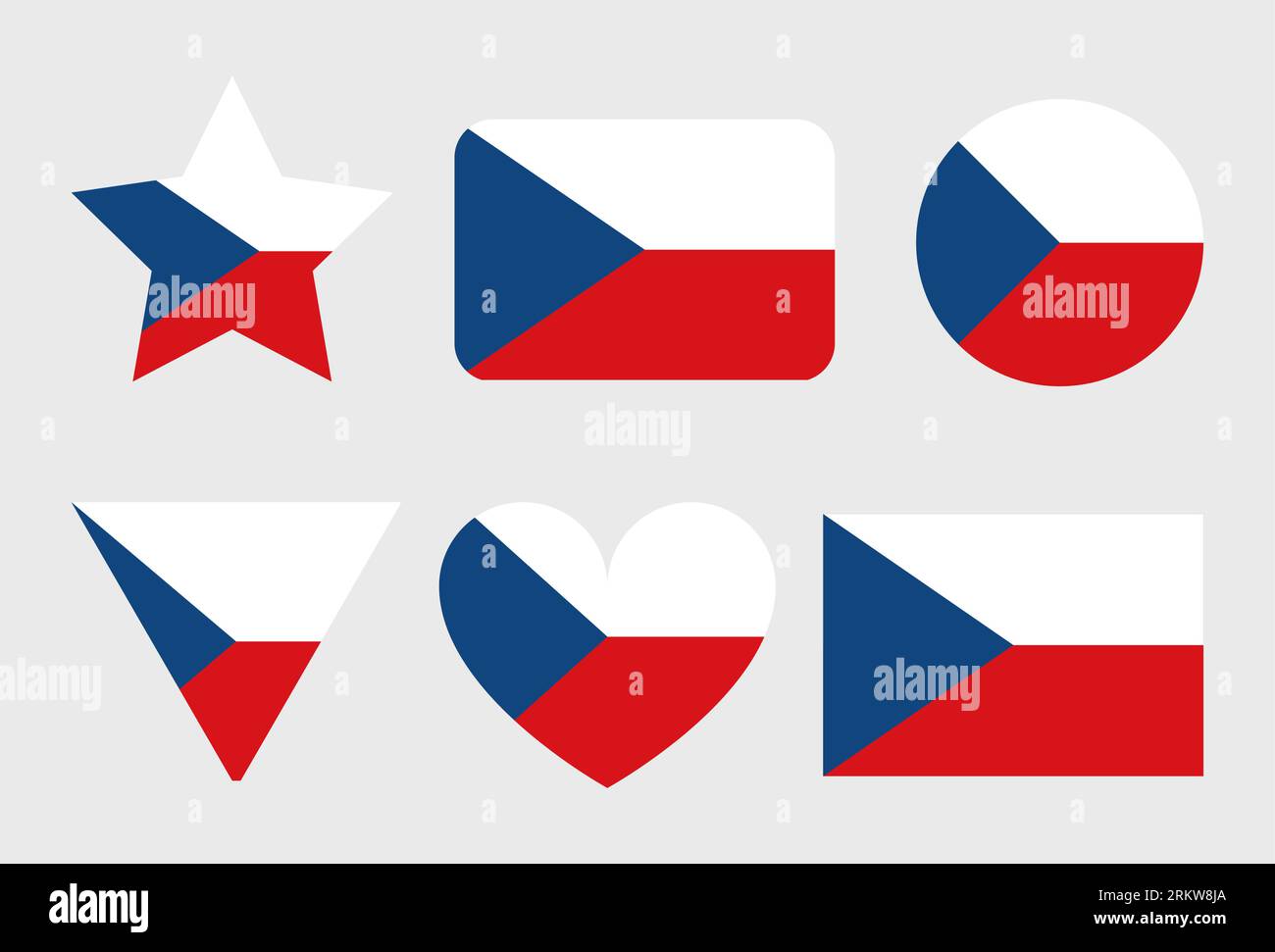 Czech flag vector icons set of illustrations in the shape of heart ...