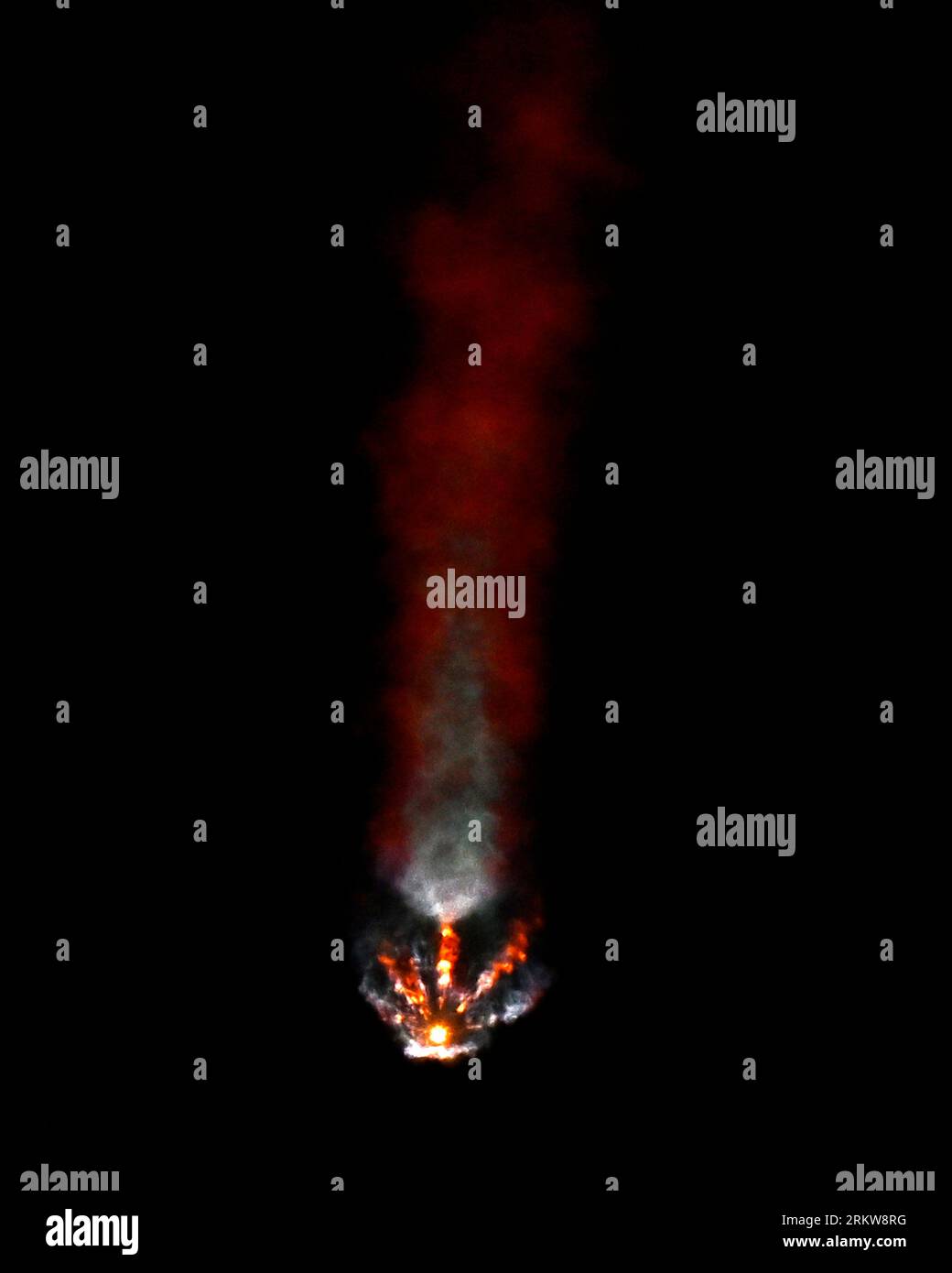 The exhaust plume of a SpaceX Falcon 9 rocket fades prior to stage ...