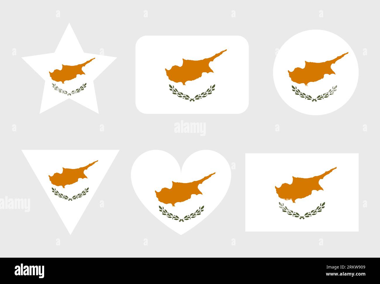 Cyprus flag vector icons set of illustrations in the shape of heart ...