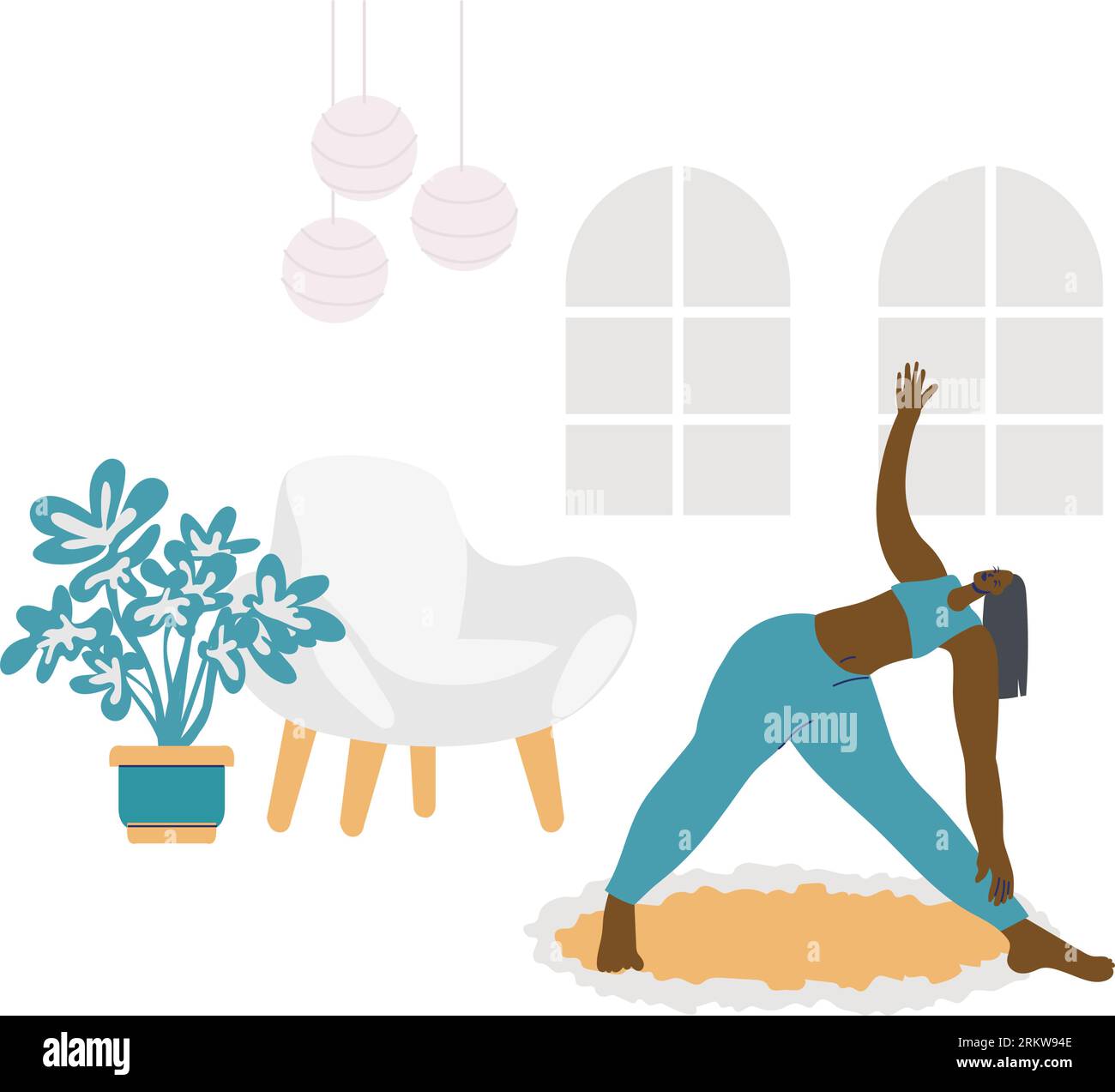 Black woman practicing yoga Stock Vector Images - Alamy
