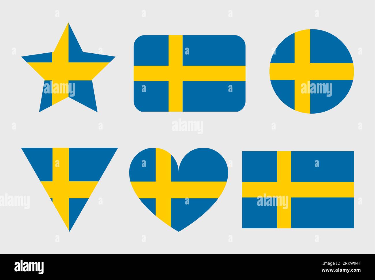 Sweden flag vector icons set of illustrations in the shape of heart ...