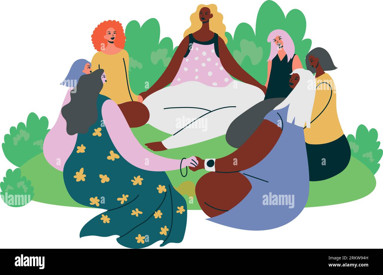 Women sitting together in circle Stock Vector Images - Alamy