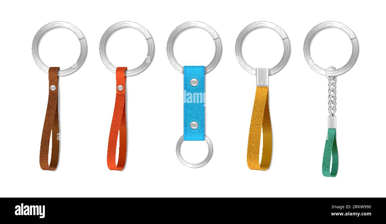 Silver Metal Key Holders Keychains With Colorful Leather Elements