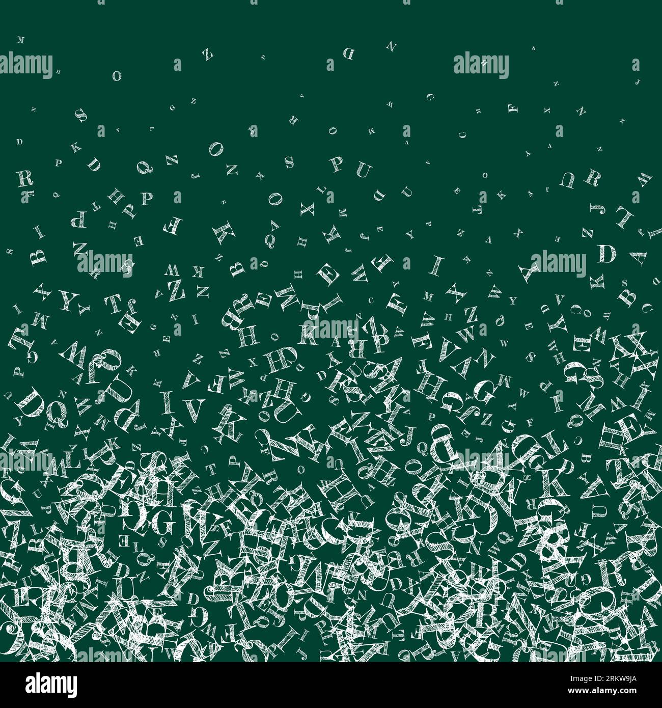 Concept of school background. White chalk falling letters of English ...