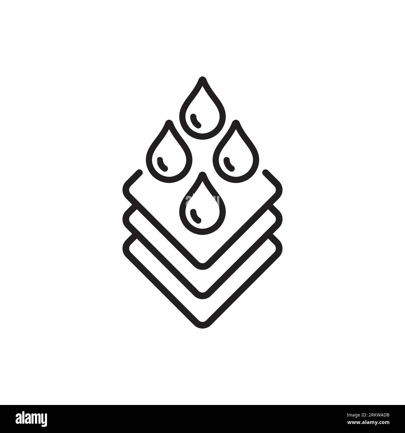 Absorption icon. Absorb soft layers and drops isolated on white ...