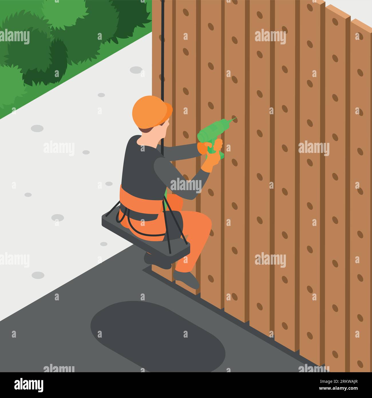 Industrial climber isometric background with professional handyman with ...