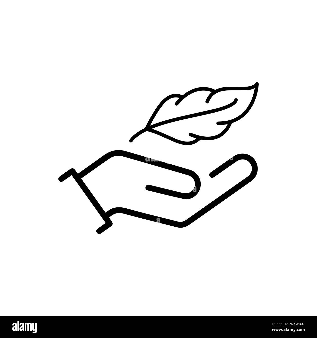 Lightweight Feather on Hand Line Icon. Soft Delicate Sensitive Plumelet ...