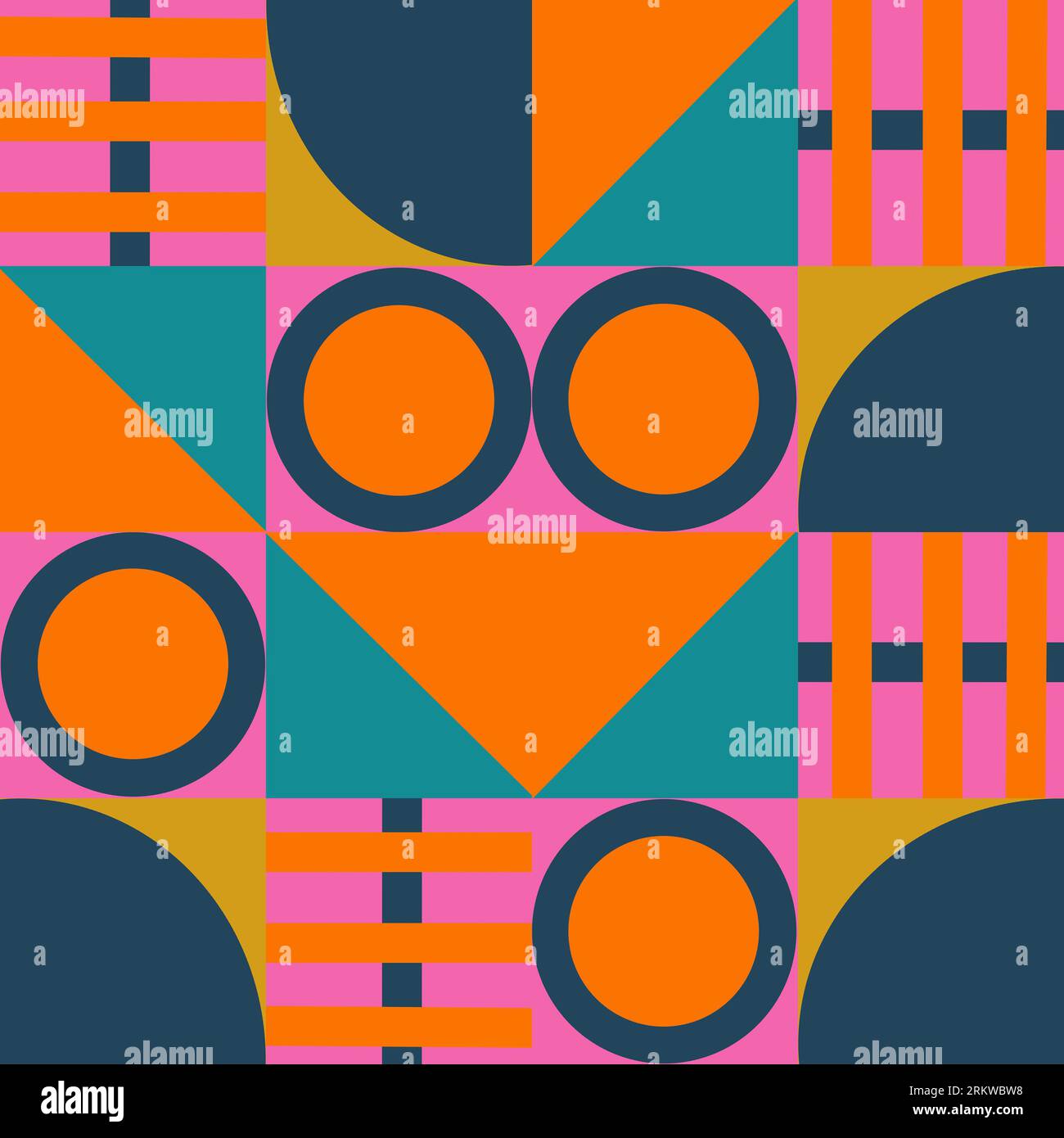 Hand drawn seamless pattern with abstract geometric 1980s 80s bold ...