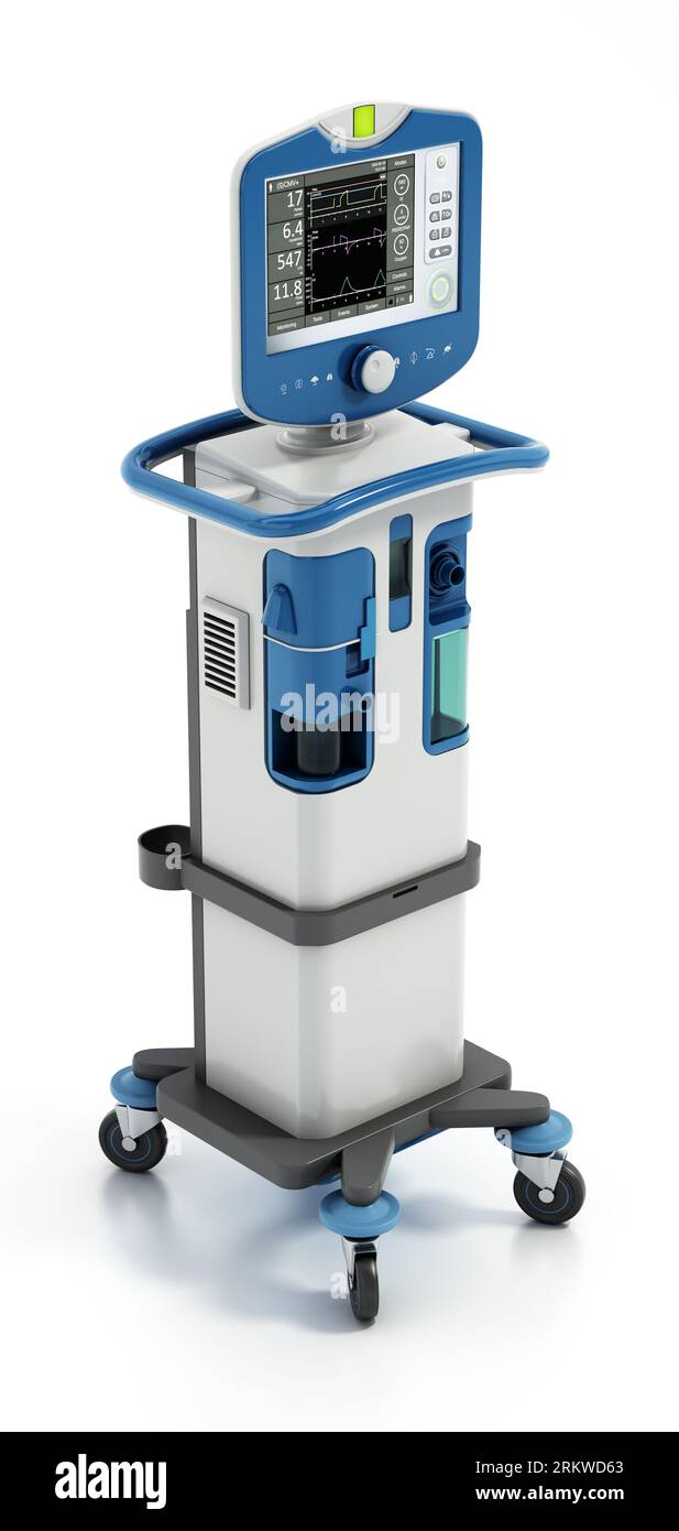 Medical ventilator device isolated on white background. 3D illustration ...