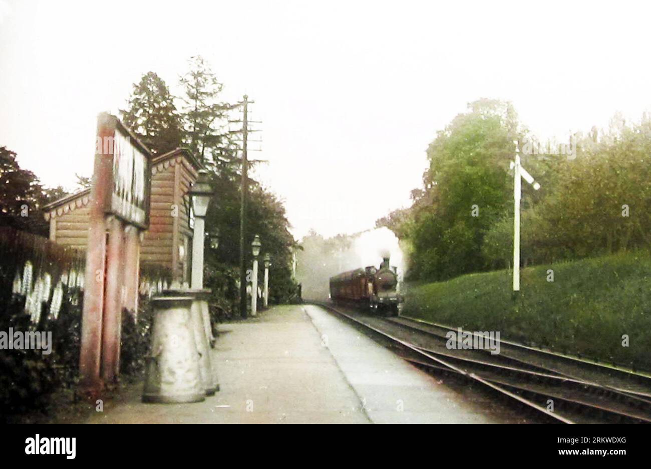 Steam train approaching Kirkham Station, Lancashire, early 1900s Stock ...