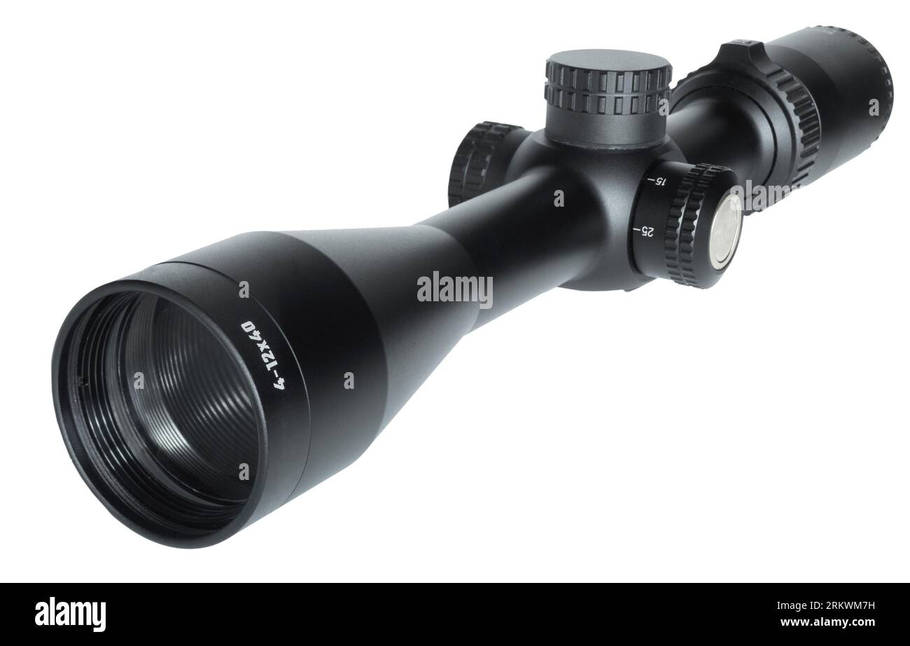 High powered rifle optic with parallax dial that can zoom up to 12X ...
