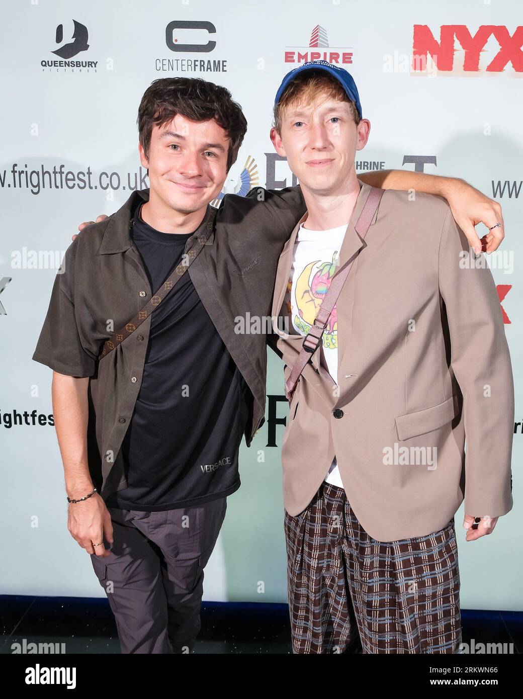 London, UK. 25th Aug, 2023. Scott Chambers and Joe Stephenson photographed at the World premiere ...