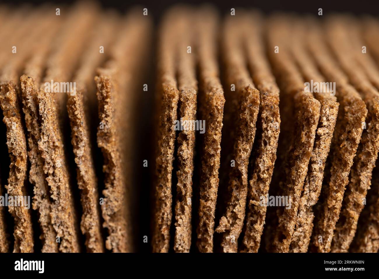 Thin crispy rye flour bread with bran, baked from rye flour hard and ...