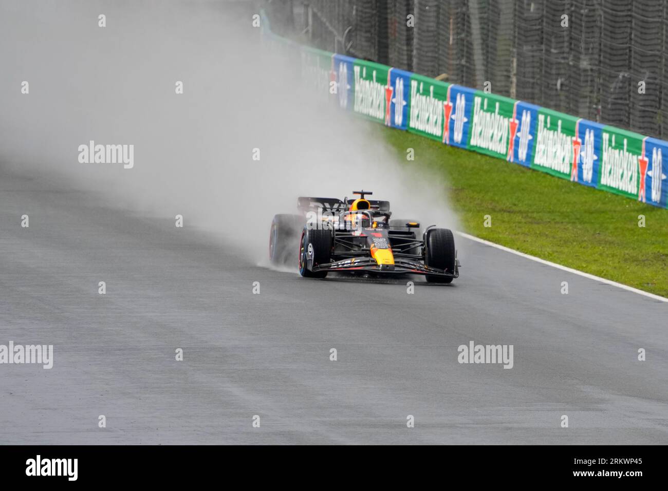 Dutch Formula One driver Max Verstappen of Red Bull Racing steers his ...