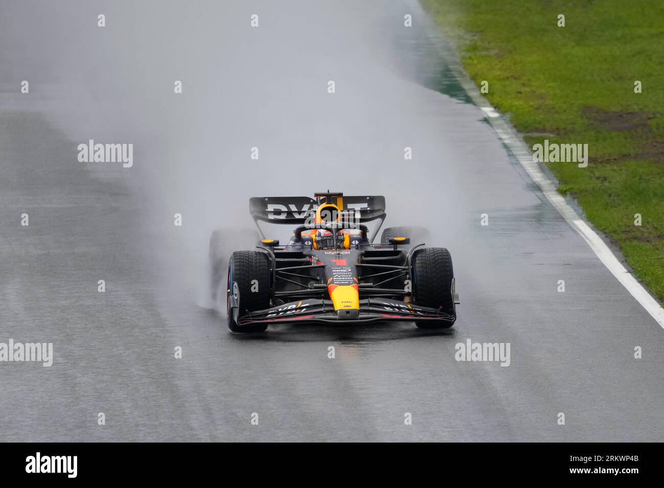 Dutch Formula One driver Max Verstappen of Red Bull Racing steers his ...